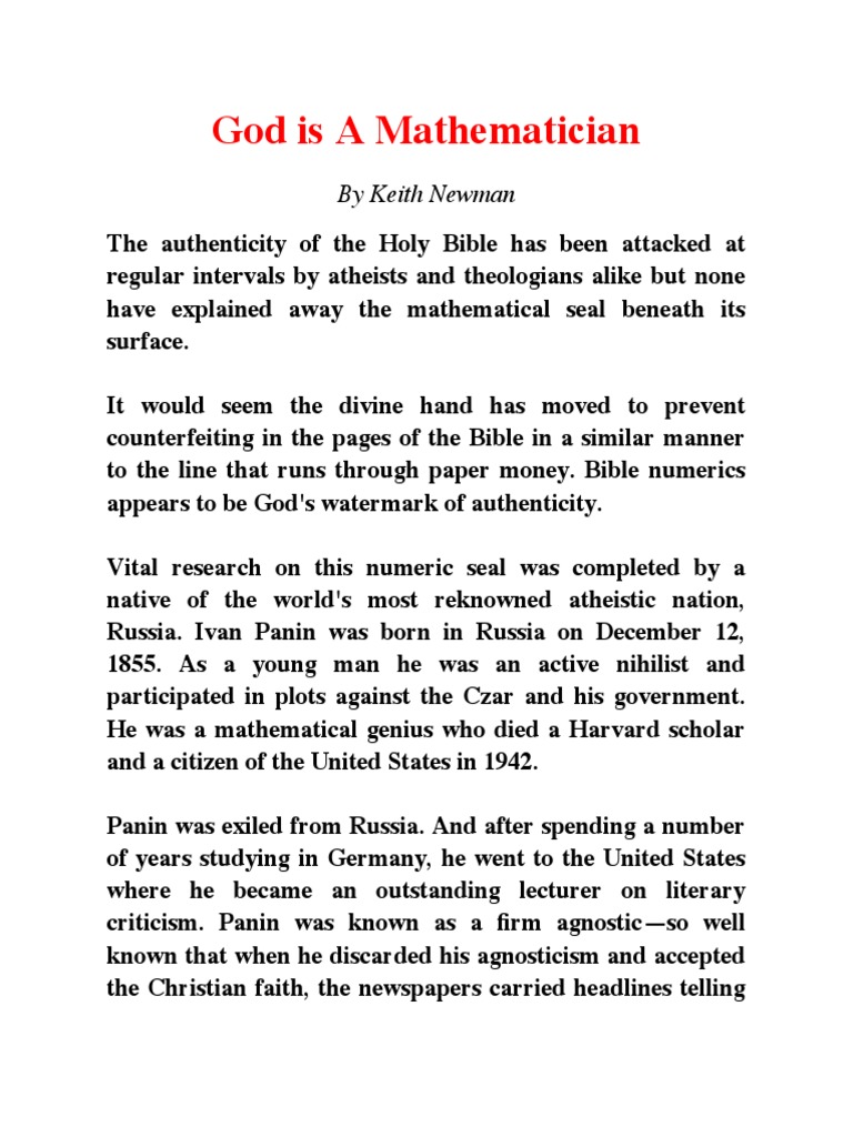 God Is A Mathematician PDF | Download Free PDF | Bible | Jesus