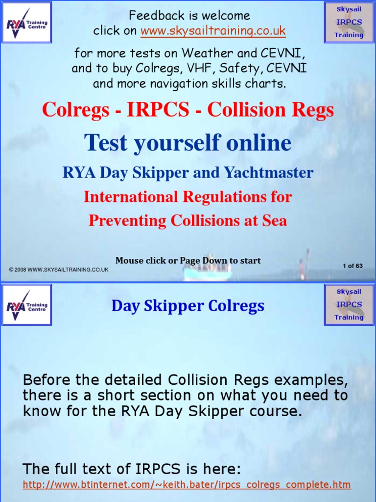 Colregs - IRPCS - Collision Regs: Test Yourself Online | PDF | Port And ...