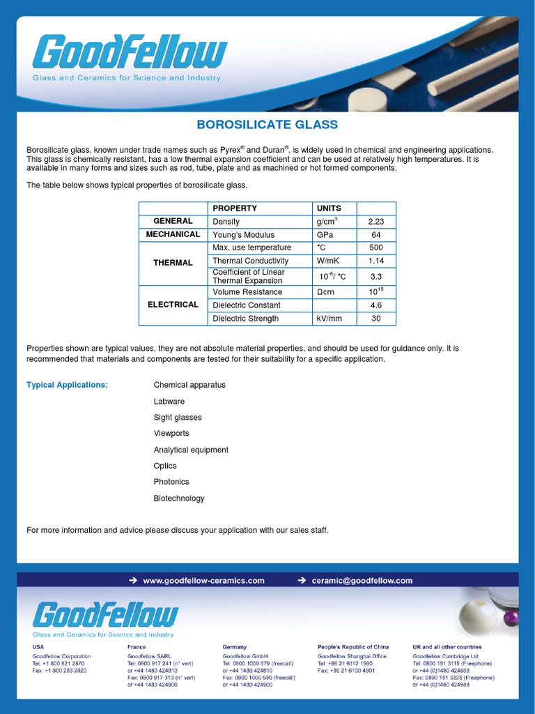 Borosilicate Glass PDF | PDF | Thermal Expansion | Glasses