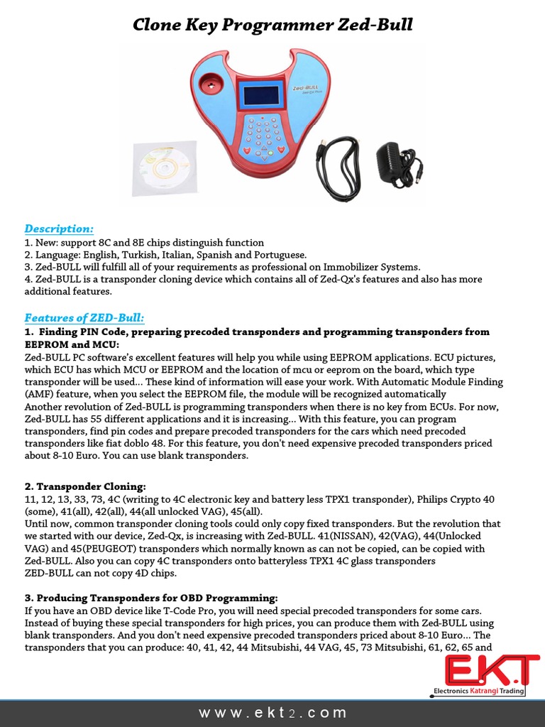 Zed-Bull Key Programmer Overview | PDF | Microcontroller | Wheeled Vehicles