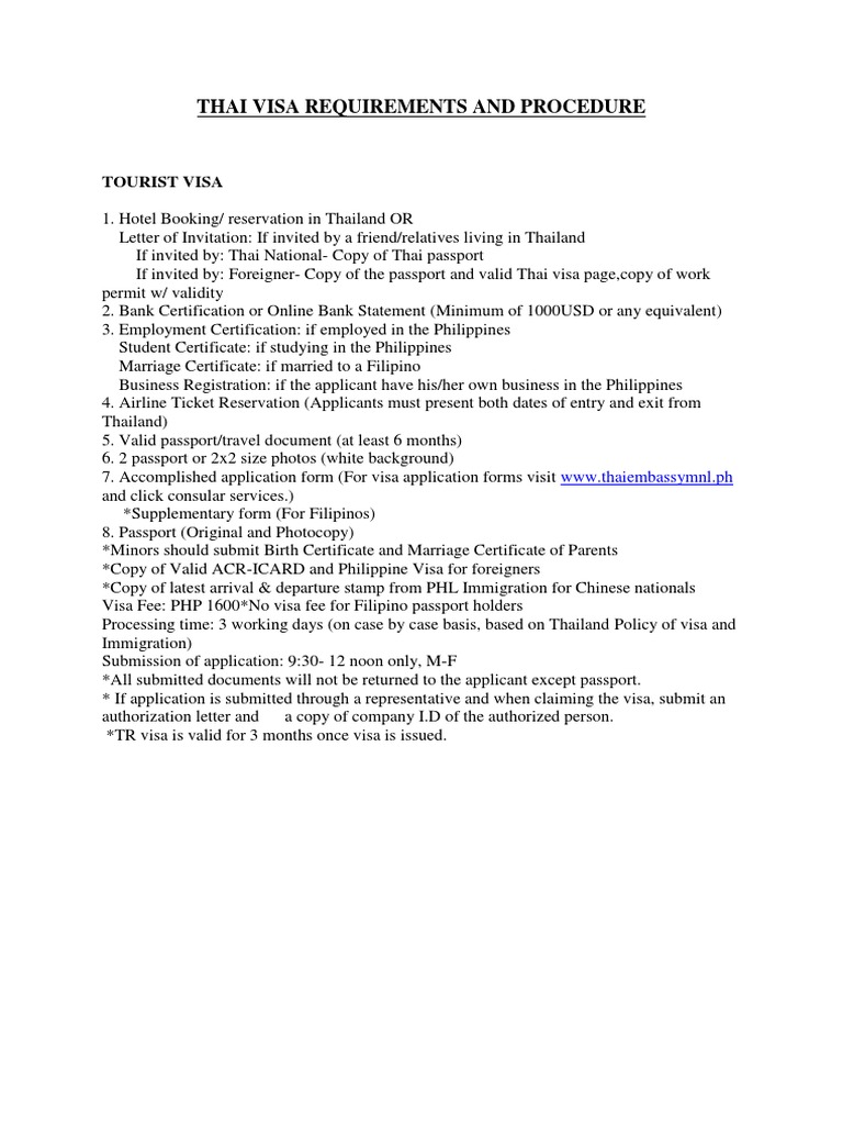 Thai Visa Requirements and Procedures | PDF | Travel Visa | Passport