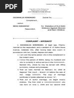 Sample Complaint Affidavit For Violation of RA 9262 | PDF | Marriage ...