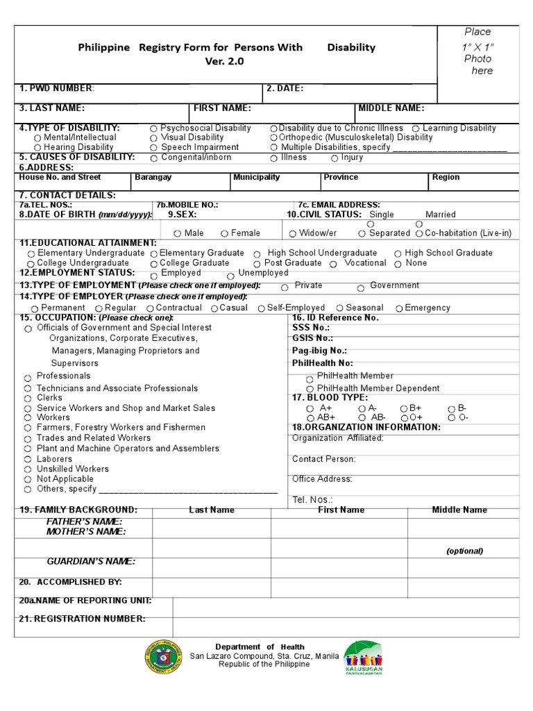 PWD Form | Download Free PDF | Disability | Employment
