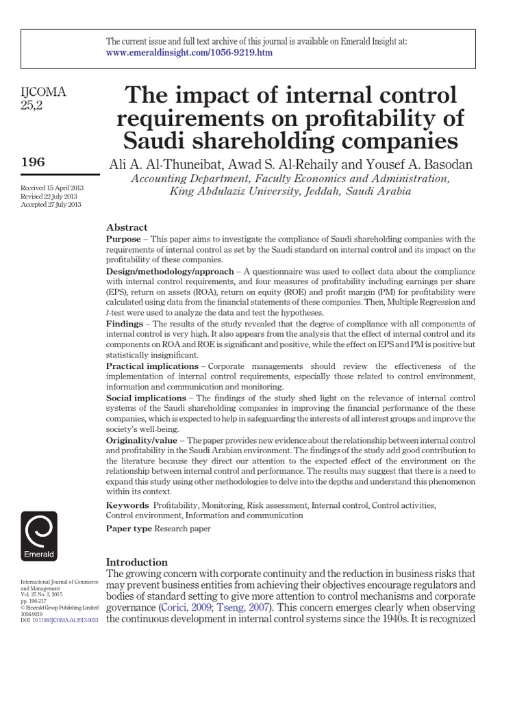 The Impact of Internal Control PDF | PDF | Internal Control | Risk