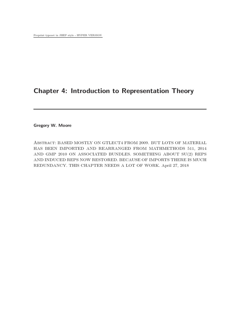 Chapter 4: Introduction To Representation Theory: Preprint Typeset in ...