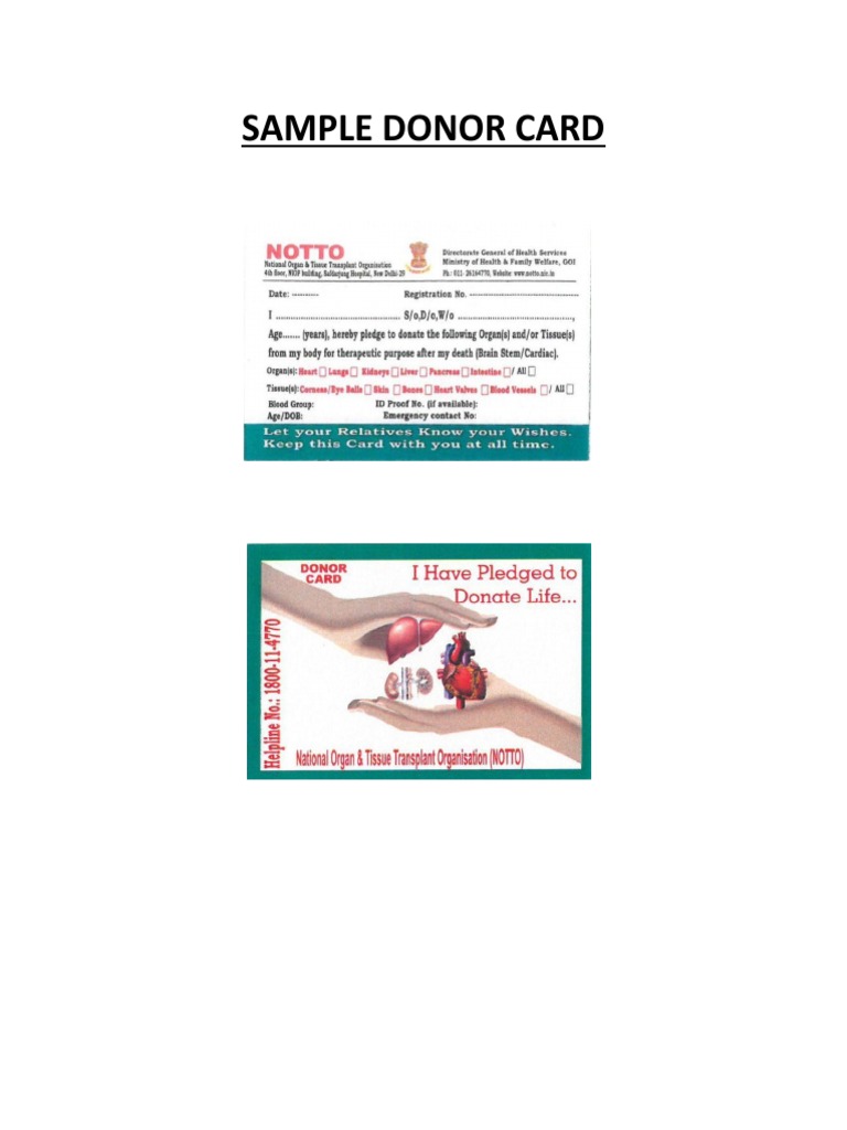 Donor Card Info for Organ Donation | PDF