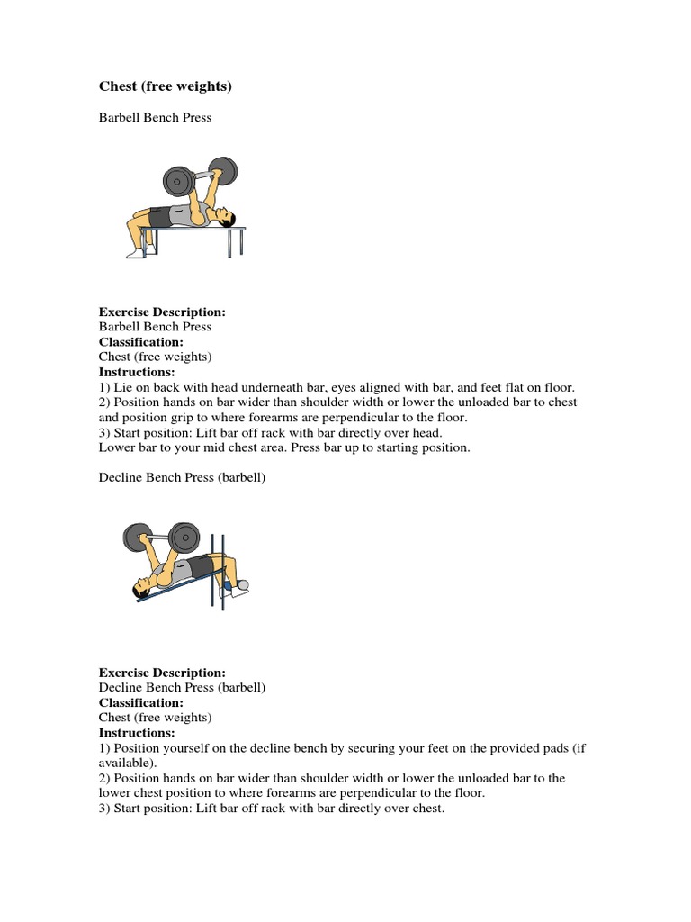 Chest (Free Weights) : Exercise Description: Classification ...