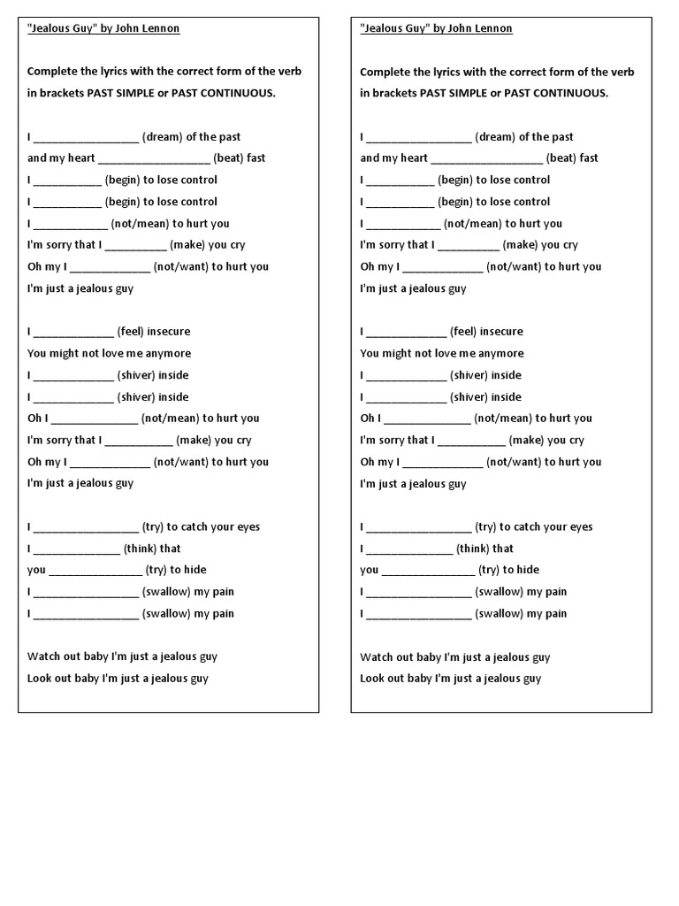 Activity With Song - Past Simple - Past Continuous | PDF