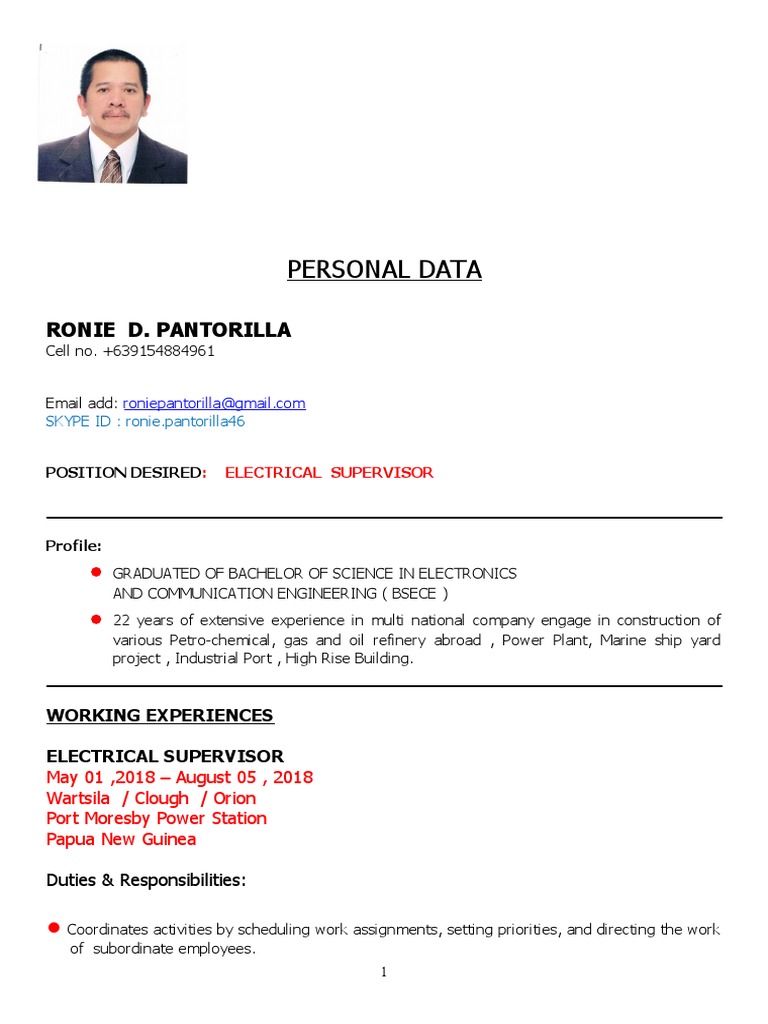 Electrical Supervisor | PDF | Electrical Wiring | Electrical Substation