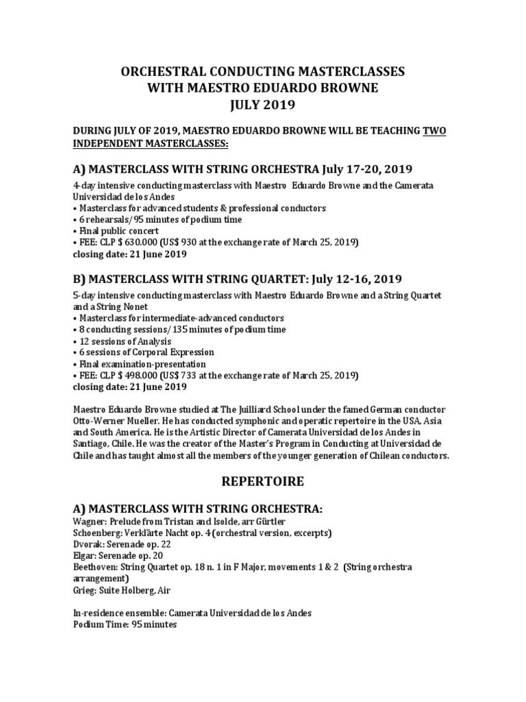 Orchestral Conducting Masterclasses With Maestro Eduardo Browne PDF ...