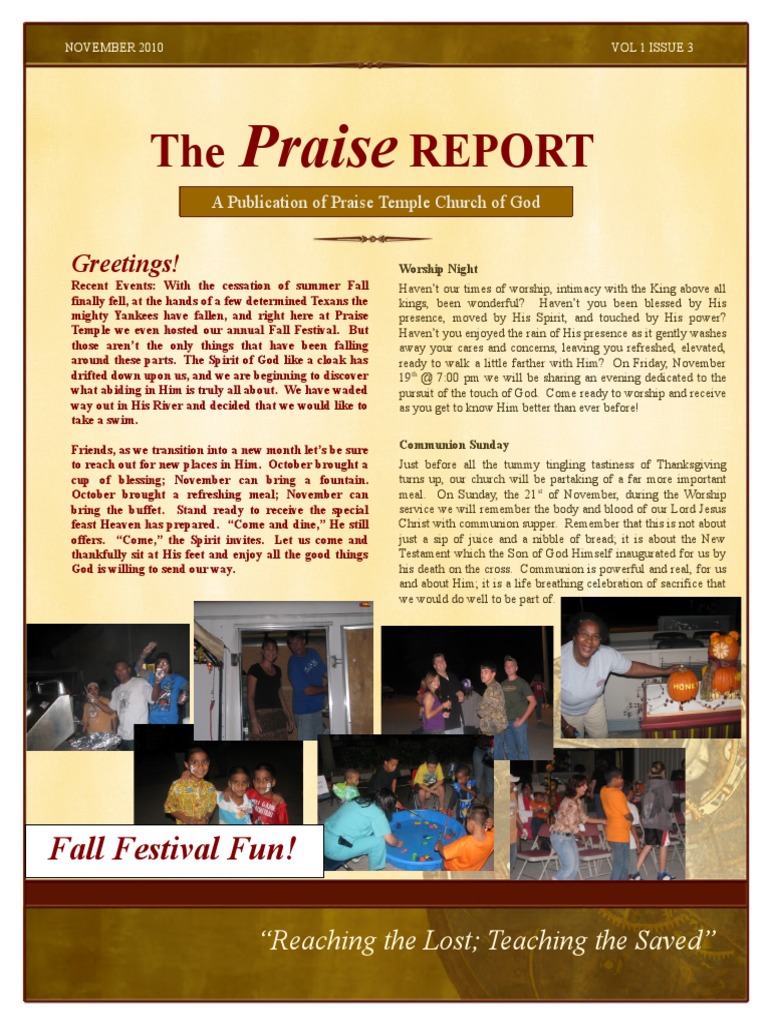 The Praise Report November 2010 | PDF | Eucharist | Jesus