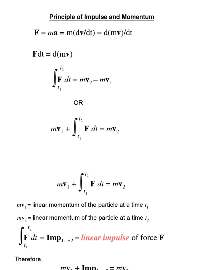 F Ma M (DV/DT) D (MV) /DT FDT D (MV) | PDF | Momentum | Mechanical ...