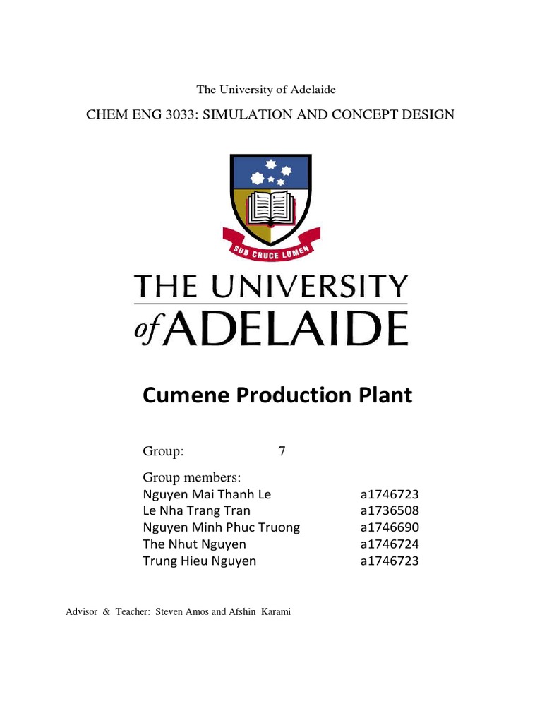 Cumene Production Plant Report - Group 7 PDF | PDF | Heat Exchanger ...