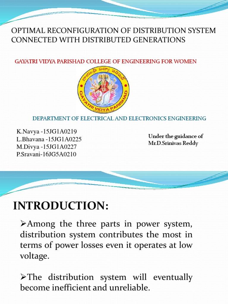 Optimal Reconfiguration of Distribution System Connected With Distributed Generations | PDF ...