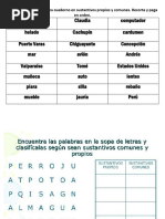 Sopa de letras: sustantivos y adjetivos | PDF