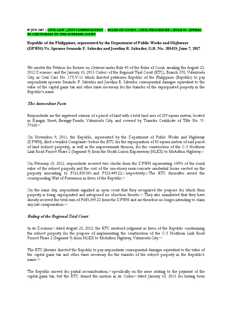 2017 AJ Mariano Del Castillo Cases | PDF | Lawsuit | Damages