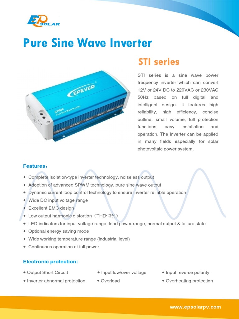 EPSolar STI Datasheet EN PDF | PDF | Power Inverter | Electronic Engineering