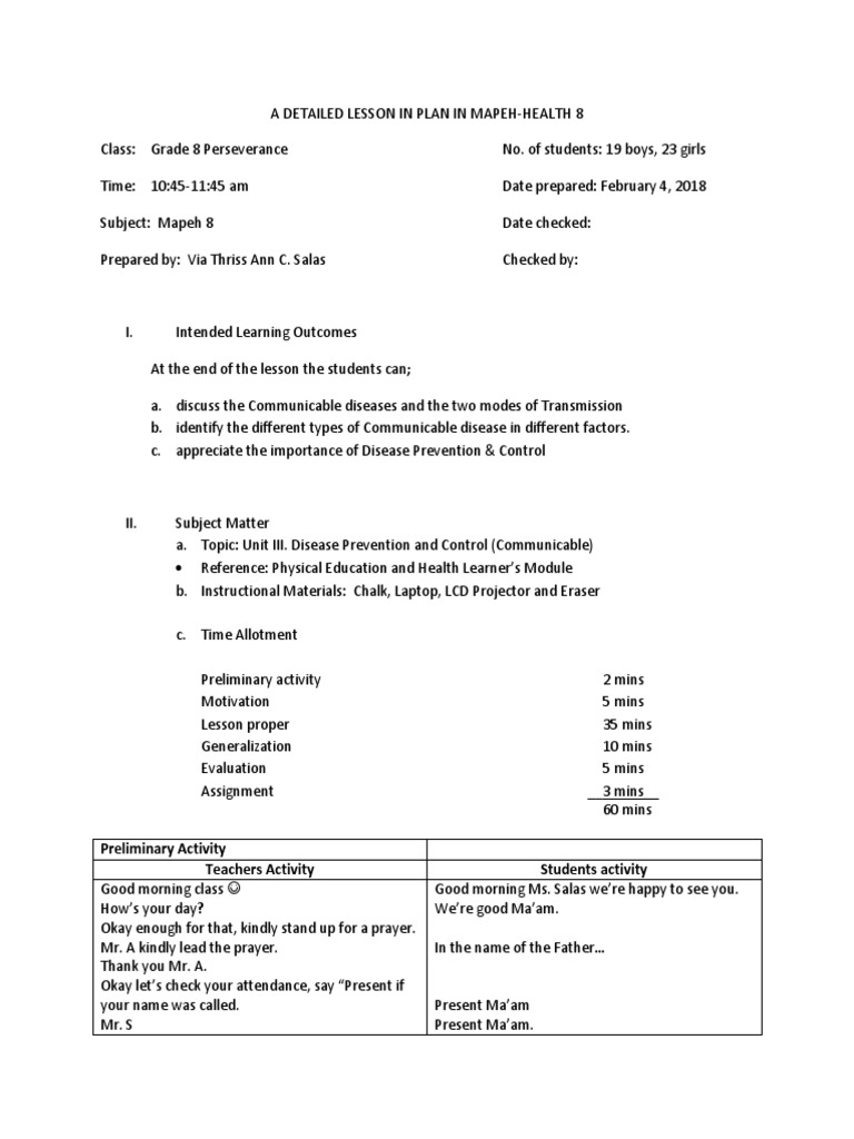 Preventing the Spread: A Lesson Plan on Communicable Diseases, Their ...