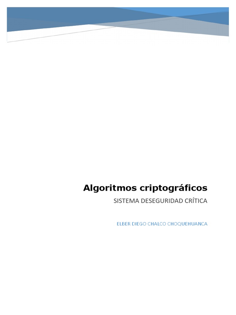 Algoritmos Criptográficos | PDF | Cifrado | Clave (criptografía)