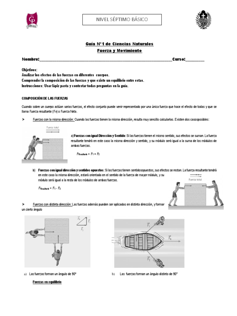 Guía de Fisica 7 Fuerza y Movimiento n1 | PDF | Movimiento (física ...