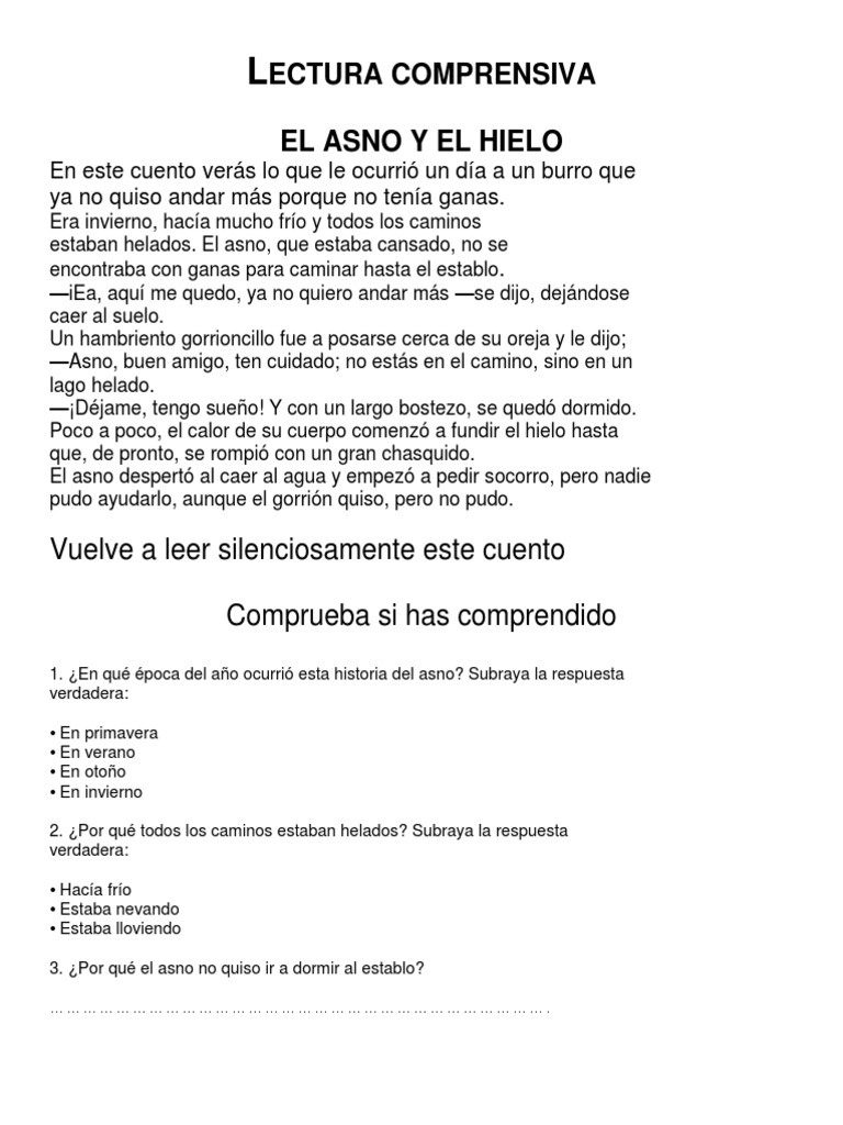 LC - El Asno y El Hielo - El Honrado Leñador | PDF