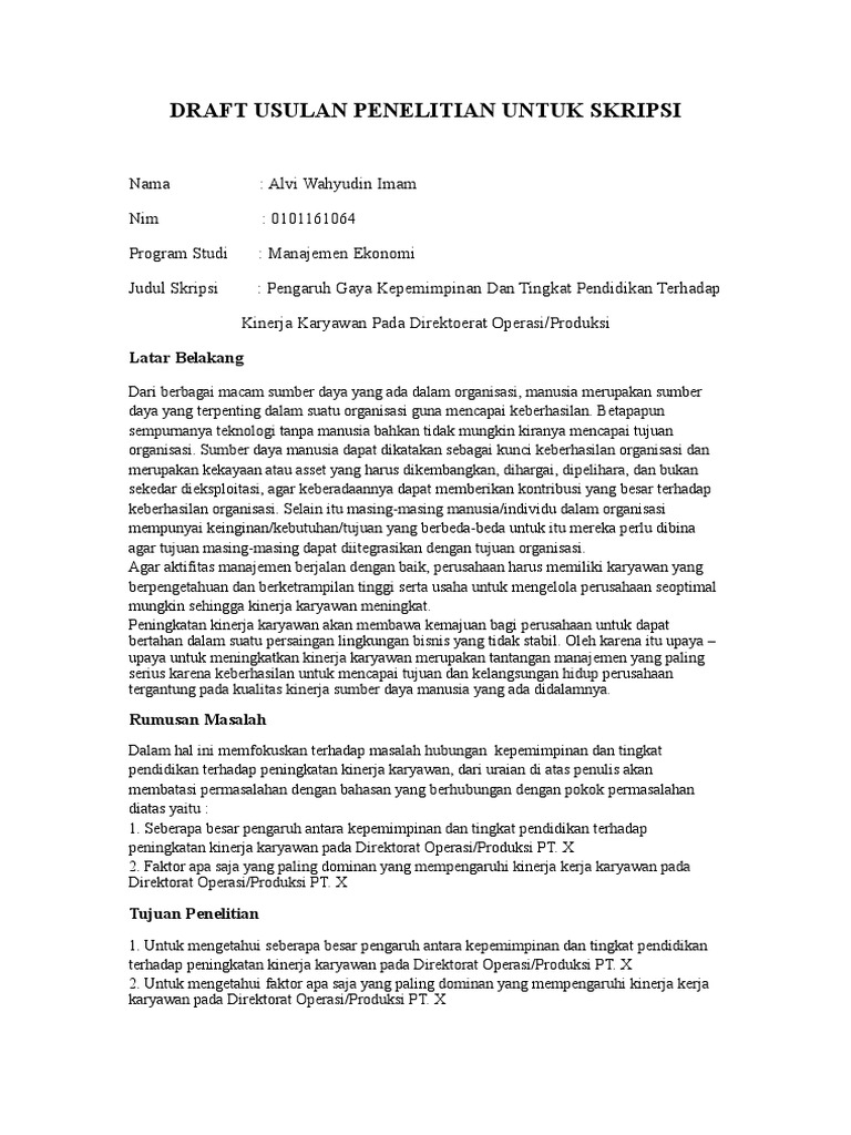 Draft Usulan Penelitian | PDF