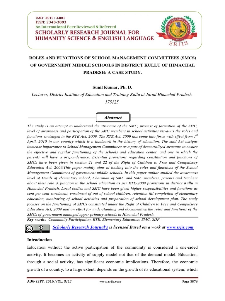 Role and Management of SMC PDF | PDF | Governance | Behavior Modification