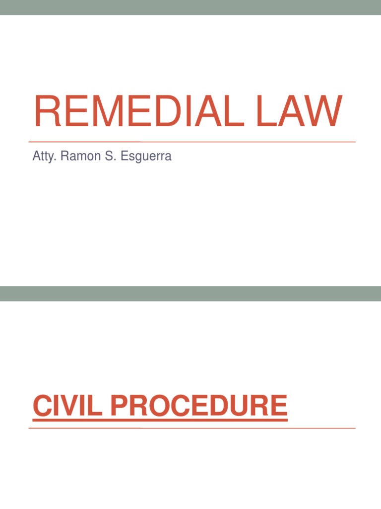 Remedial Law: Atty. Ramon S. Esguerra | PDF | Writ Of Prohibition | Lawsuit