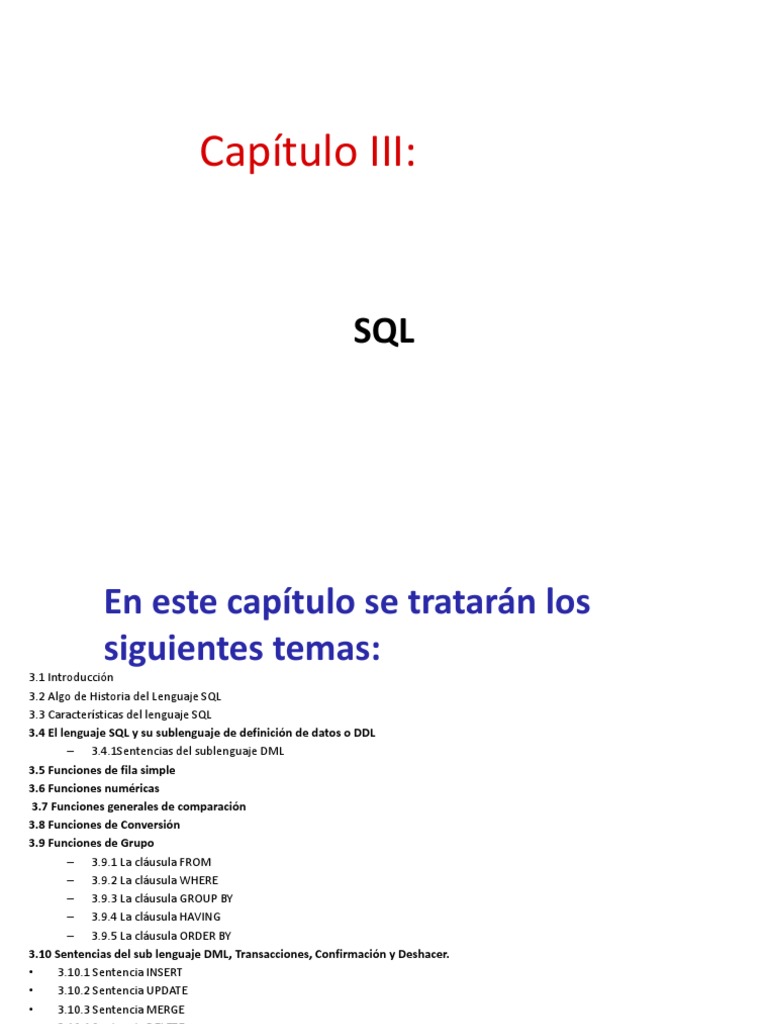 Capitulo - 3 Lenguajes de Consulta PDF | PDF | SQL | Modelo de datos