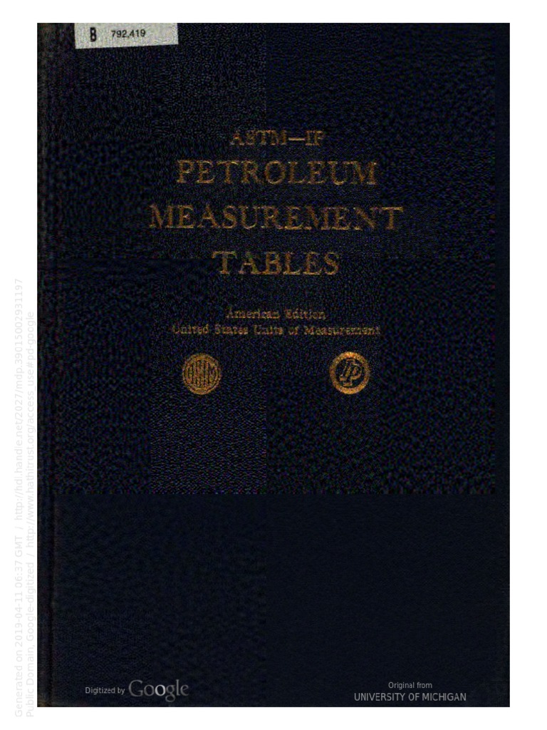 ASTM - IP Petroleum Measurement Tables PDF | Density | Weight