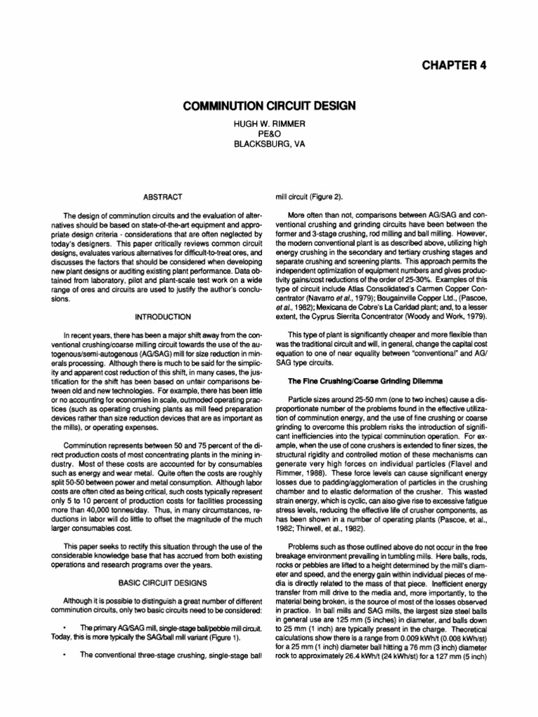 Comminution Circuit Design 1995 PDF | PDF | Mill (Grinding) | Nature