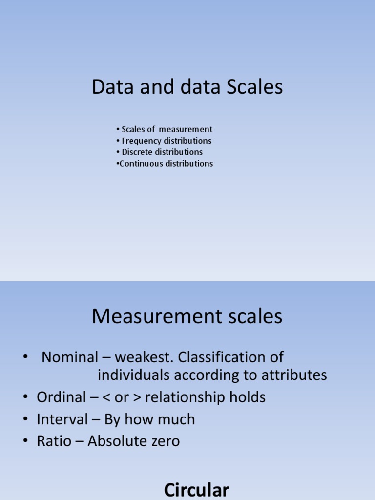Data and Data Scales | PDF | Probability Distribution | Statistical Theory