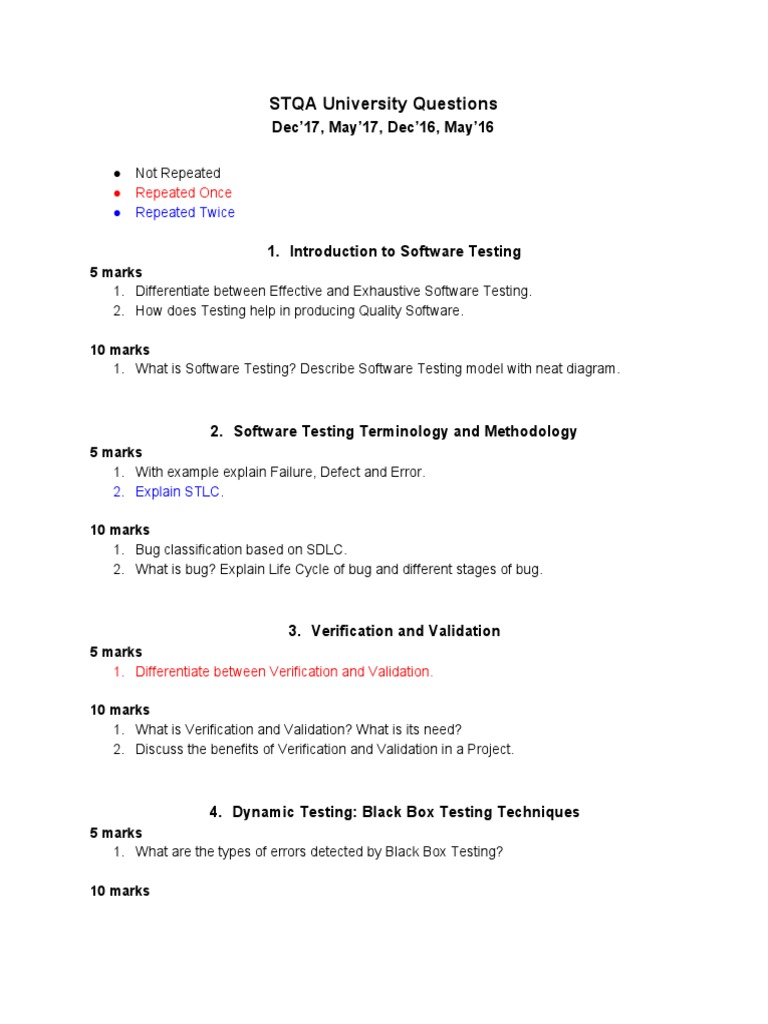 STQA University Questions PDF | PDF | Software Testing | Usability