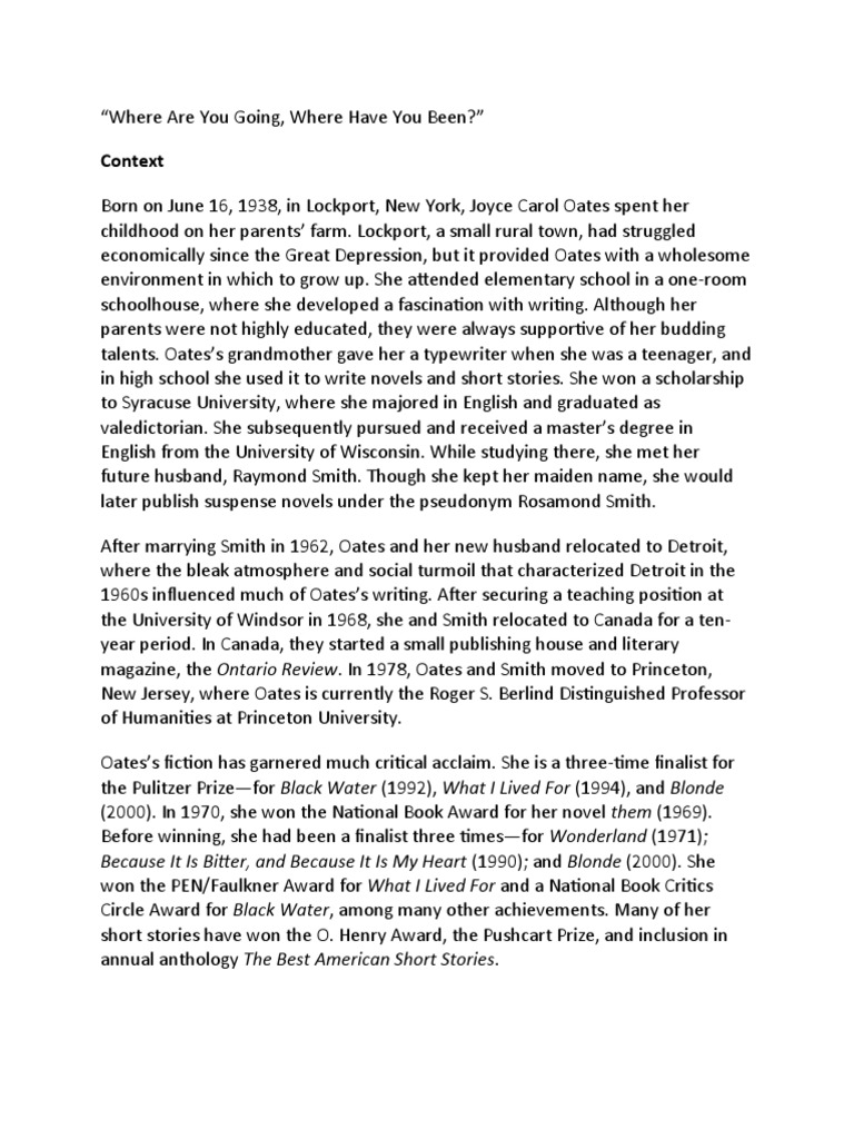 A Dangerous Encounter: An Analysis of Joyce Carol Oates' Short Story ...