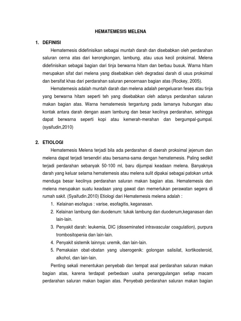 Hematemesis Melena | PDF