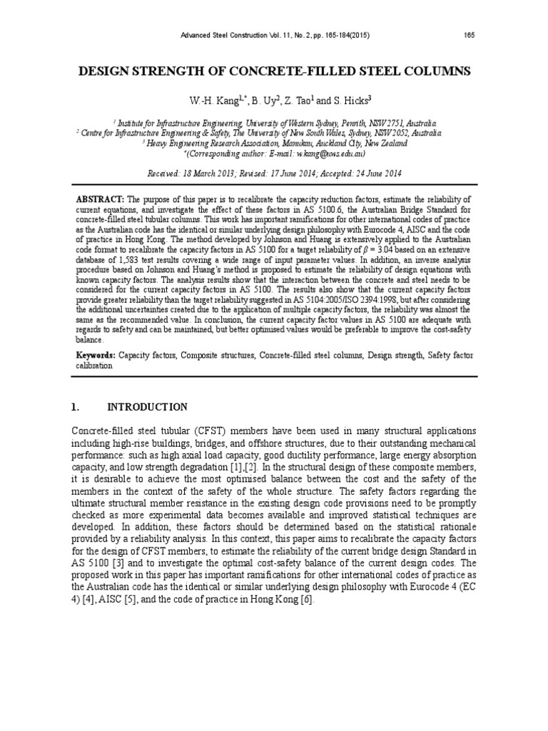 Design Strength of Concrete-Filled Steel Columns | PDF | Reliability ...