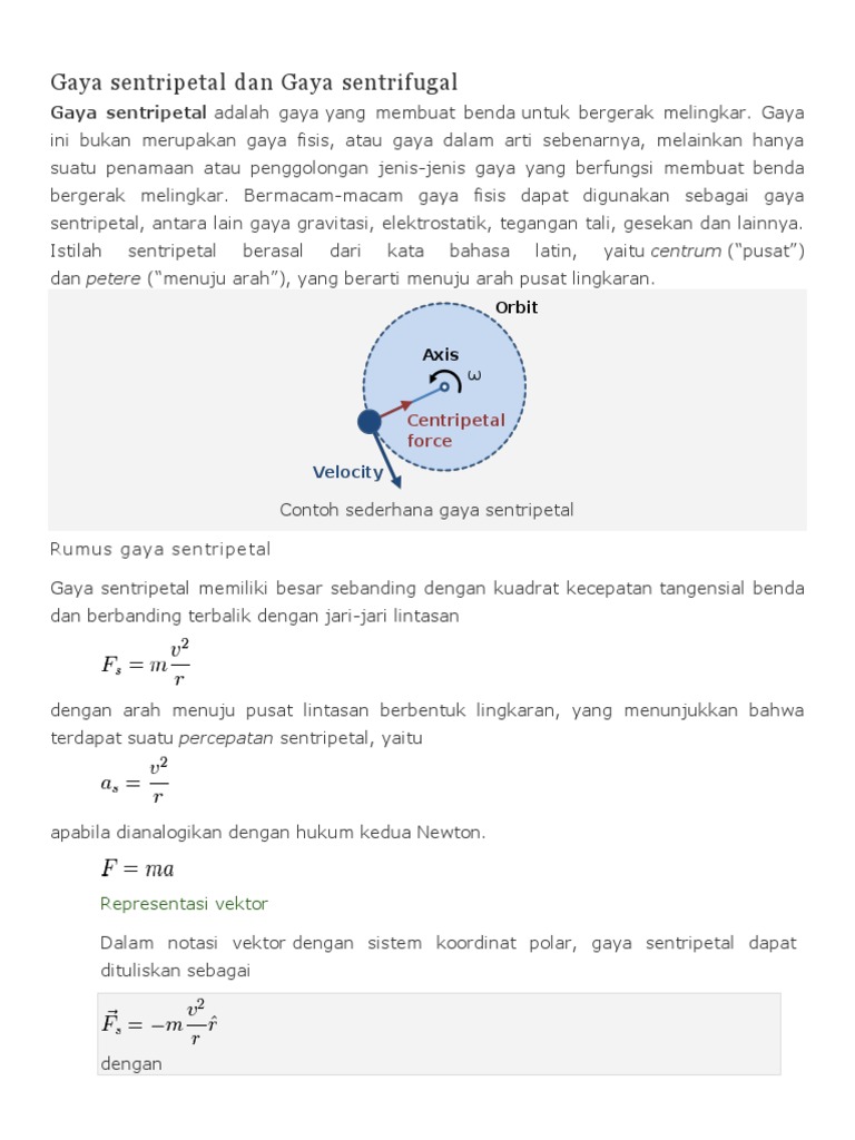 Gaya Sentripetal Dan Gaya Sentrifugal | PDF