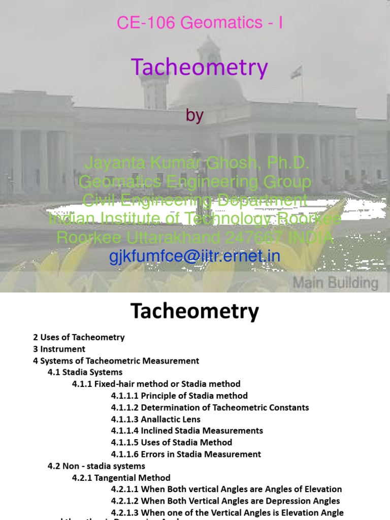 Lesson 16 CE-106 - Tacheometry & Trigonometric Lavelling PDF | PDF ...