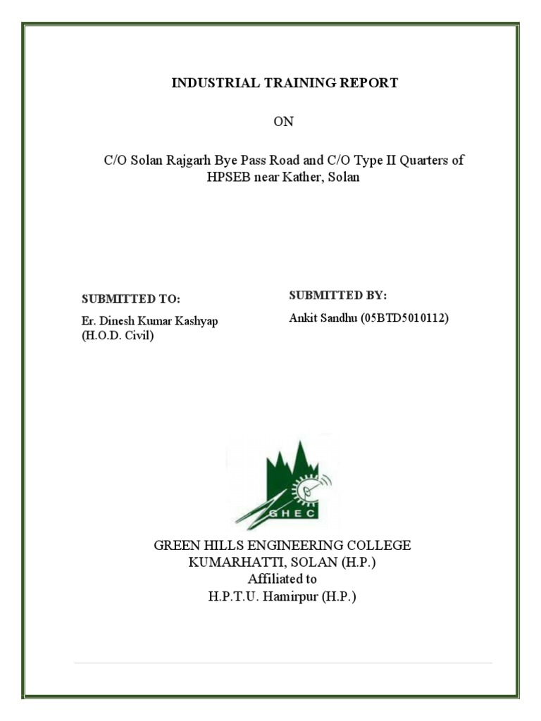 One Month Industrial Training Report On PWD PDF | PDF | Cement | Road Surface