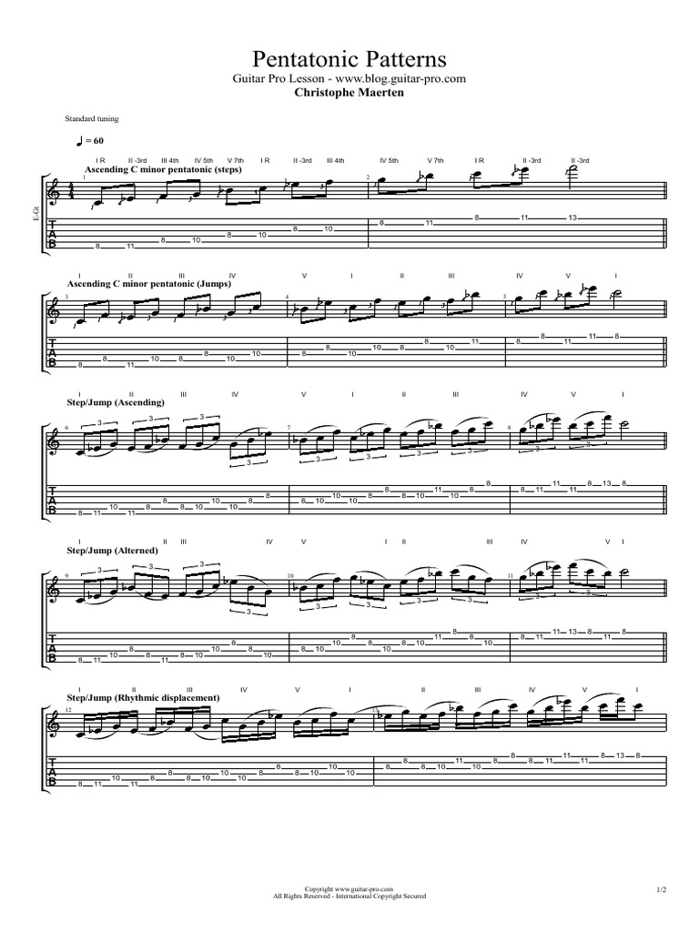 Pentatonic Patterns Guitar Pro Pdf Pdf Elements Of Music Guitars