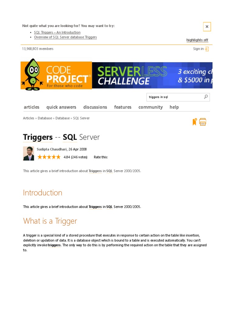 Triggers - SQL Server: What Is A Trigger | Download Free PDF | Microsoft Sql Server | Databases