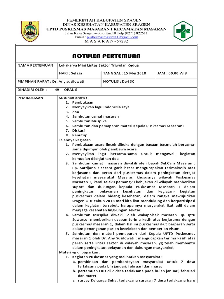 Notulen Lokmin Linsek | PDF