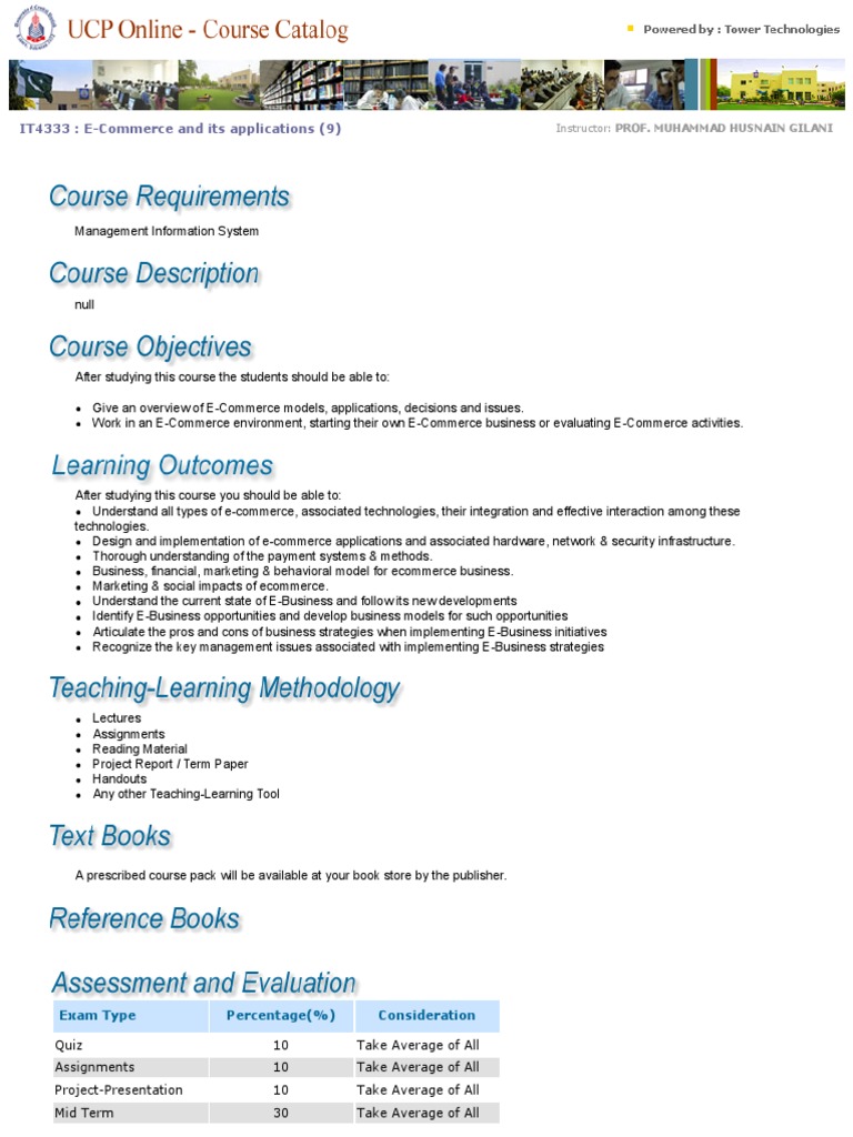 An Overview of the Course "IT4333: E-Commerce and its Applications ...
