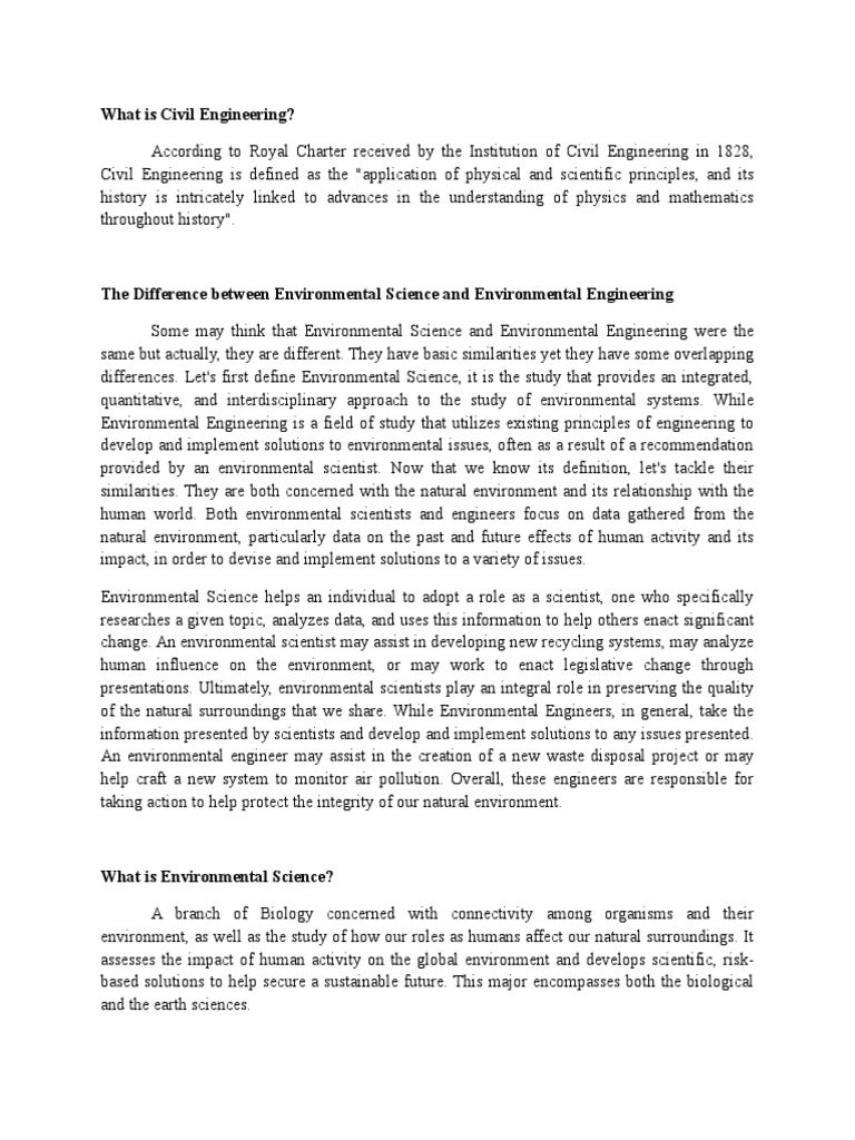 Civil Engineering vs. Environmental Science | PDF | Environmental ...