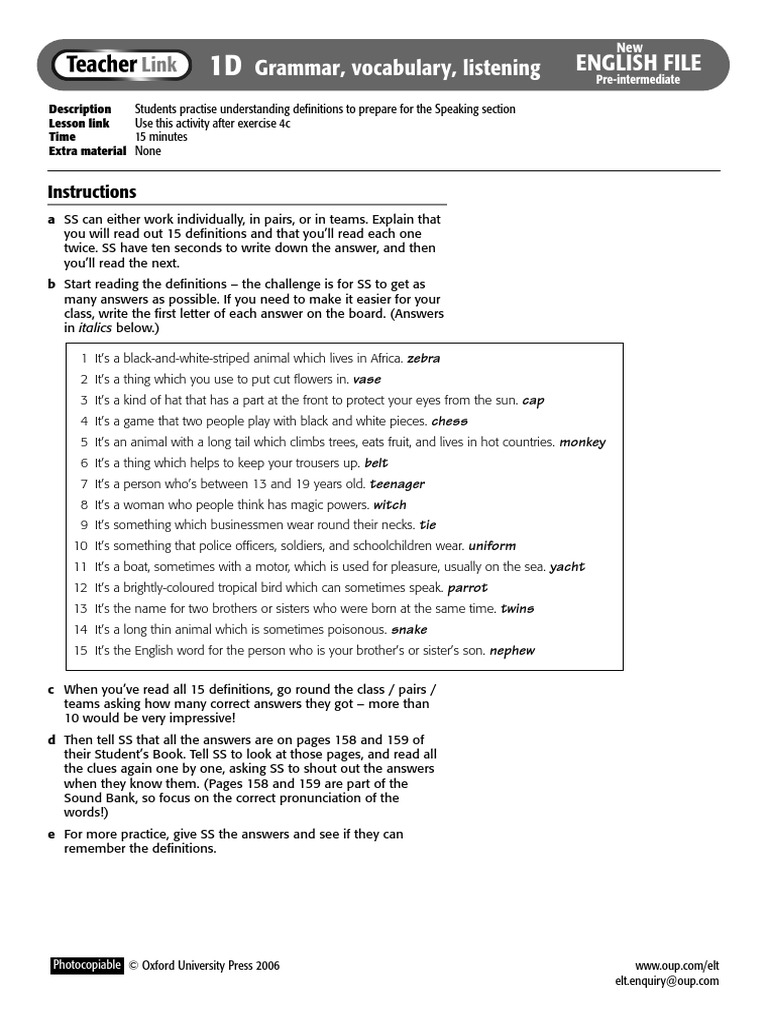 Nef 01 Ad Teacher Link 1D PDF | PDF | Language Arts & Discipline