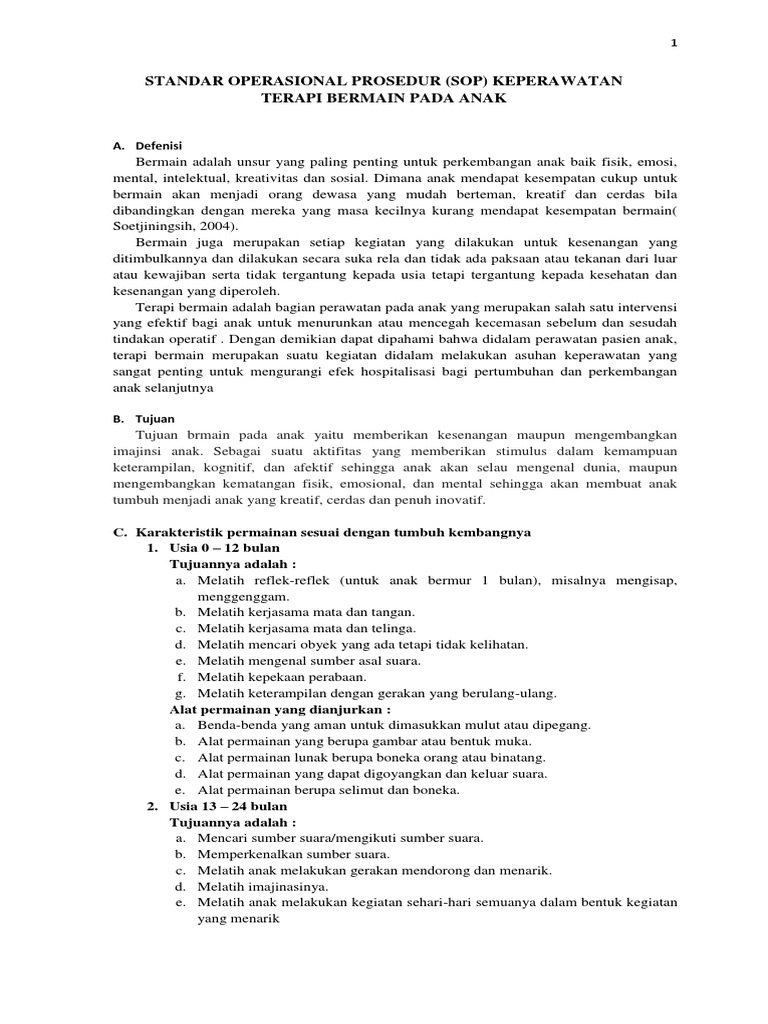 SOP Terapi Bermain Anak | PDF