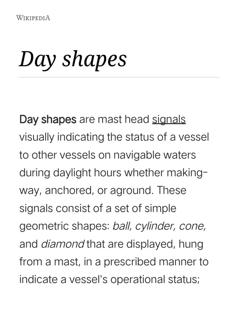 Understanding Vessel Day Shapes | PDF | Water Transport | Transport