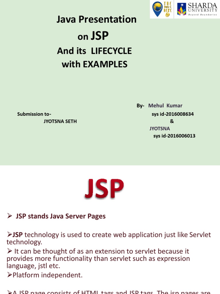 Java Presentation: On and Its Lifecycle With Examples | Download Free PDF | Java Server Pages ...