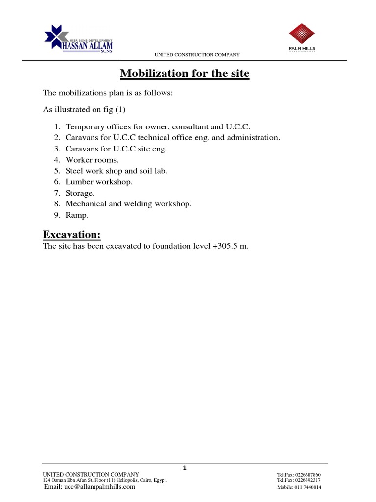 Mobilization For The Site: Excavation | PDF | Buildings And Structures