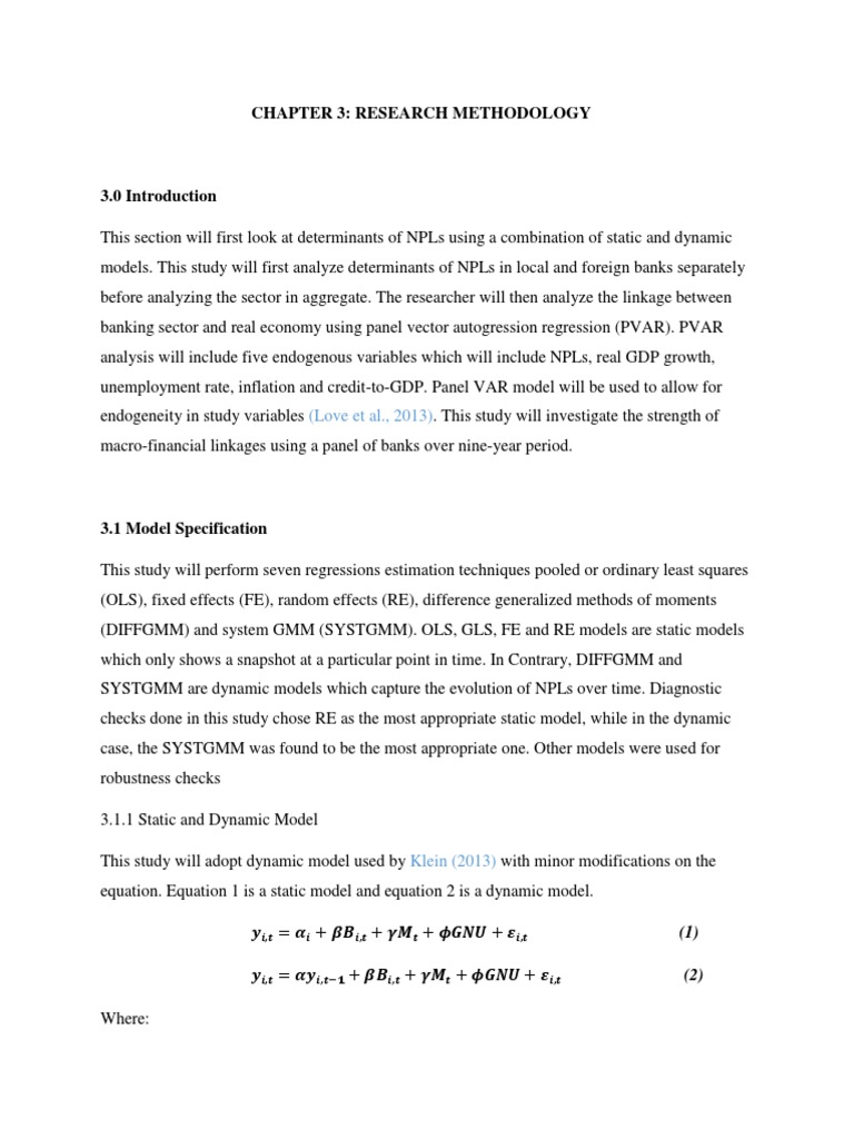 Chapter 3: Research Methodology: (Love Et Al., 2013) | PDF | Vector Autoregression | Ordinary ...